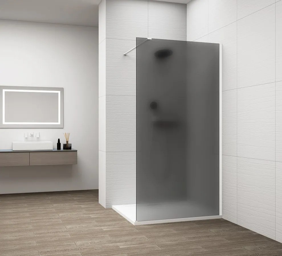 Polysan Esca White Matt jednodílná sprchová zástěna 140 x 210 cm k instalaci ke stěně bílá kouřové matné sklo ES1414-03
