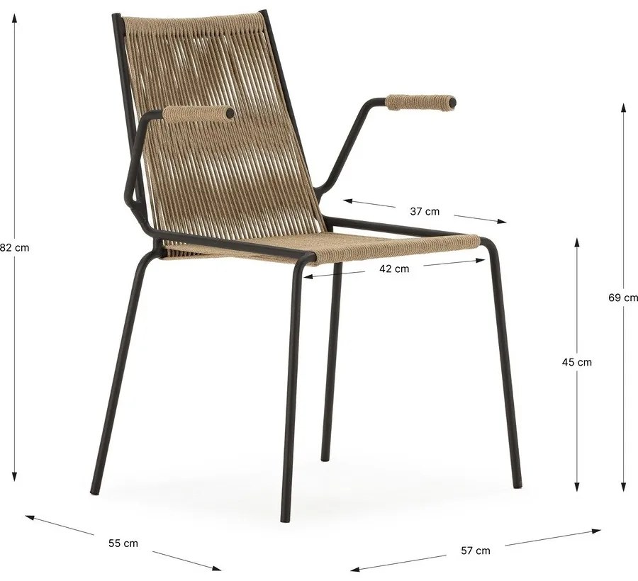 Béžové kovové jídelní židle v sadě 2 ks s područkami/stohovatelné Emily – Marckeric