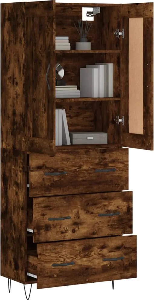 Skříň highboard kouřový dub 69,5 x 34 x 180 cm kompozitní dřevo 3199782