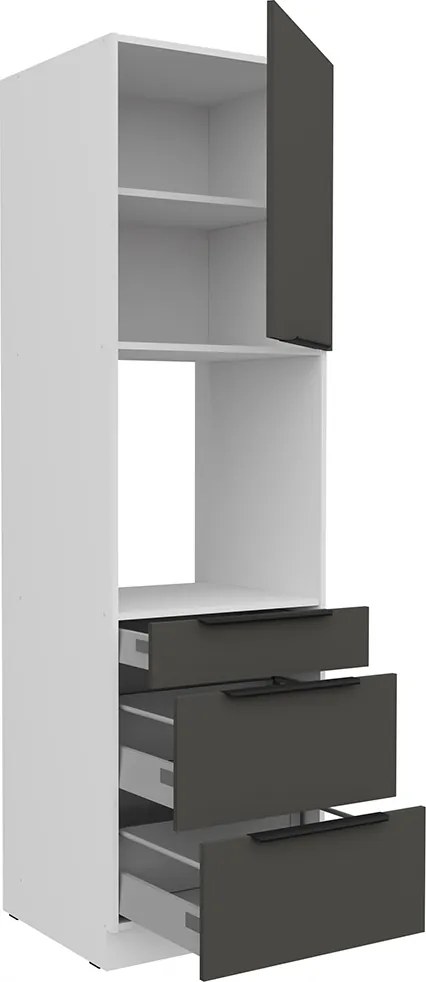 ARIA po | vysoká skříňka 60 DPS-210 3S1F na vestavnou troubu | PREMIUM BOX | 60 cm | ANTI FINGERPRINT povrch | bílá/šedá grafit