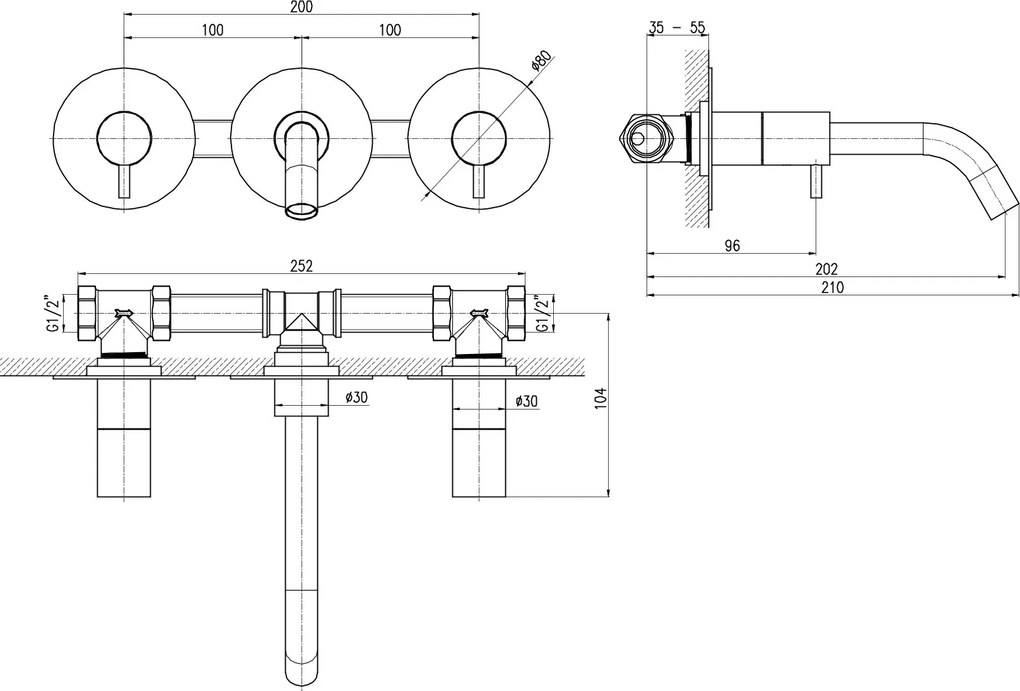 Slezák - RAV Umyvadlová baterie podomítková s tělesem SEINA - , Mretal grey kartáčovaná