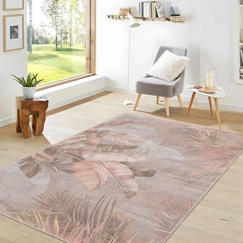 Béžový pratelný koberec 160x230 cm Dusty Leaves – Mila Home