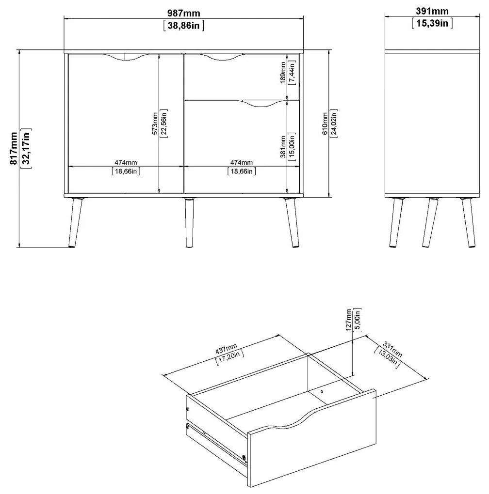 Tvilum Komoda Retro 387 bílá/dub sonoma