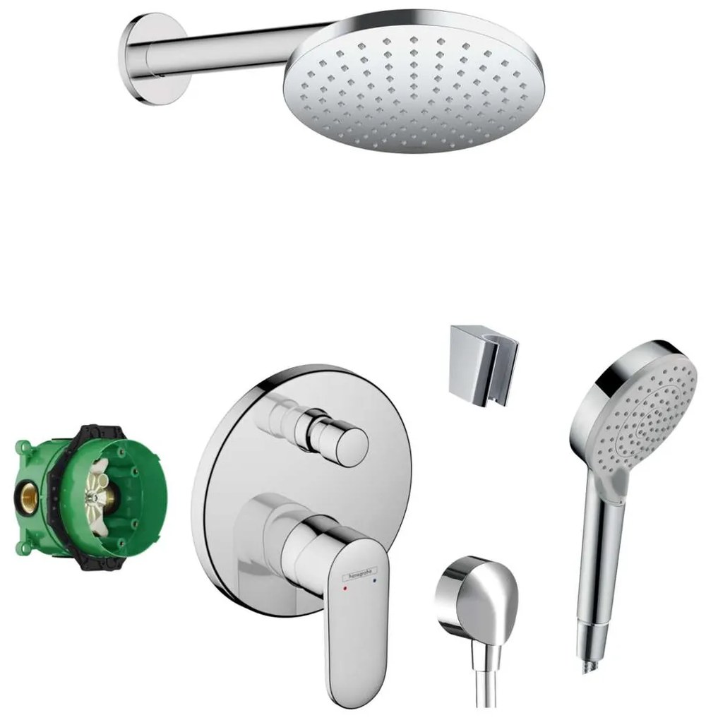 Hansgrohe - Sprchový set s baterií pod omítku, s tělesem, průměr 20 cm, 2 proudy, chrom SANI21HHH012