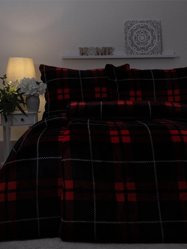 MK Lůžkoviny Prodloužené mikroplyšové povlečení Exclusive - Scot červené 140 × 220 cm, 70 x 90 cm