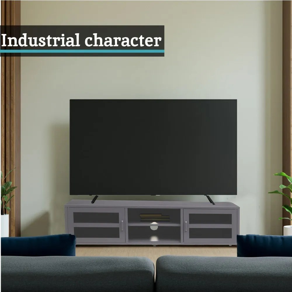 Šedý ocelový TV stolek 150x50x45 cm Acier – Premier Housewares
