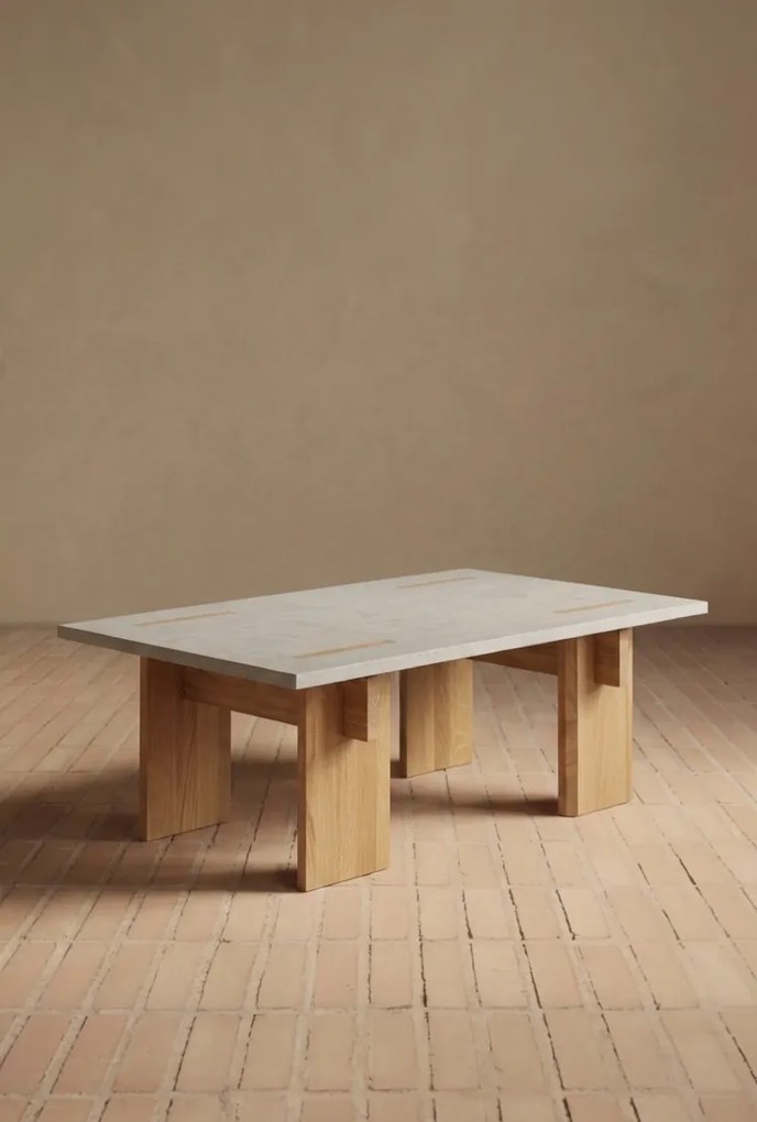 Eberhart Furniture Konferenční stolek Arnold s betonovou deskou - Concrete Dark / Concrete Dark / Oak Dark