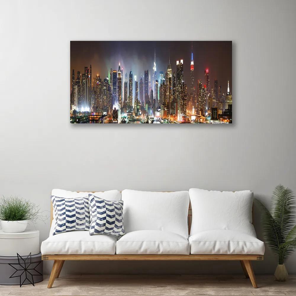 Obraz na plátně Noc Město New York 140x70 cm
