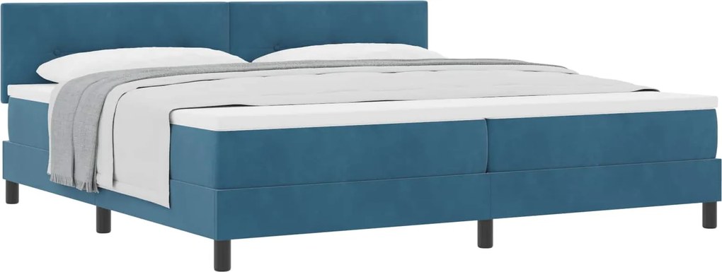 Postel s boxspringem s čelo Tmavě modrá 200 x 200 cm samet 3339198