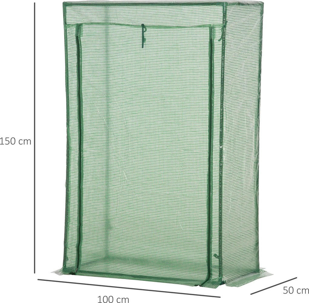 Outsunny Skleník s dveřmi, zimní skleník z ocelové fólie, skleník na balkon, zahrada, skleník na rajčata 100x50x150cm, skleník na rajčata, zeleninu, …