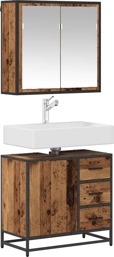 Sada koupelnového nábytku 2 ks Staré dřevo 65 x 33 x 60 cm 3402320