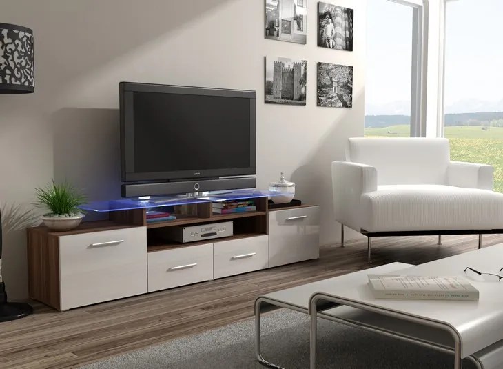 Elegantní stolek pod televizor/rádio EVORA 14 Barevné osvětlení LED: bez osvětlení +0Kč