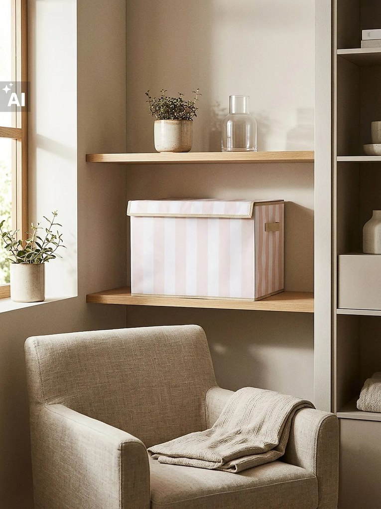 Sinsay - Skládací úložný box s pruhy - béžová
