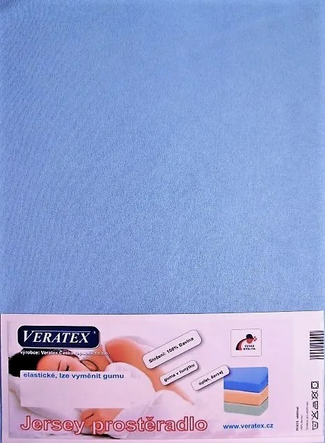 Veratex Jersey prostěradlo  jednolůžko 90x200/15 cm (č.21-sv.modrá)  Jersey