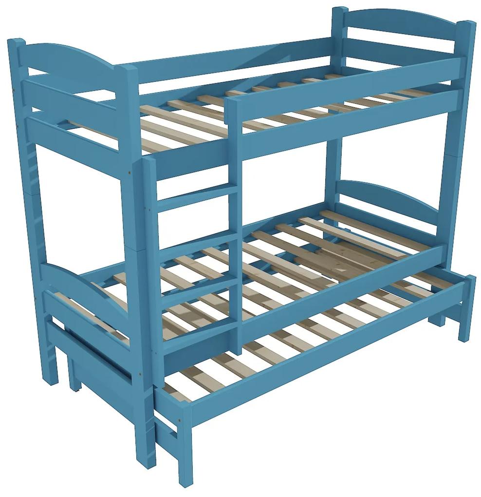Vomaks Patrová postel s výsuvnou přistýlkou PPV 010 Rozměr: 80 x 180 cm, Barva: barva modrá, Prostor mezi lůžky: 80 cm