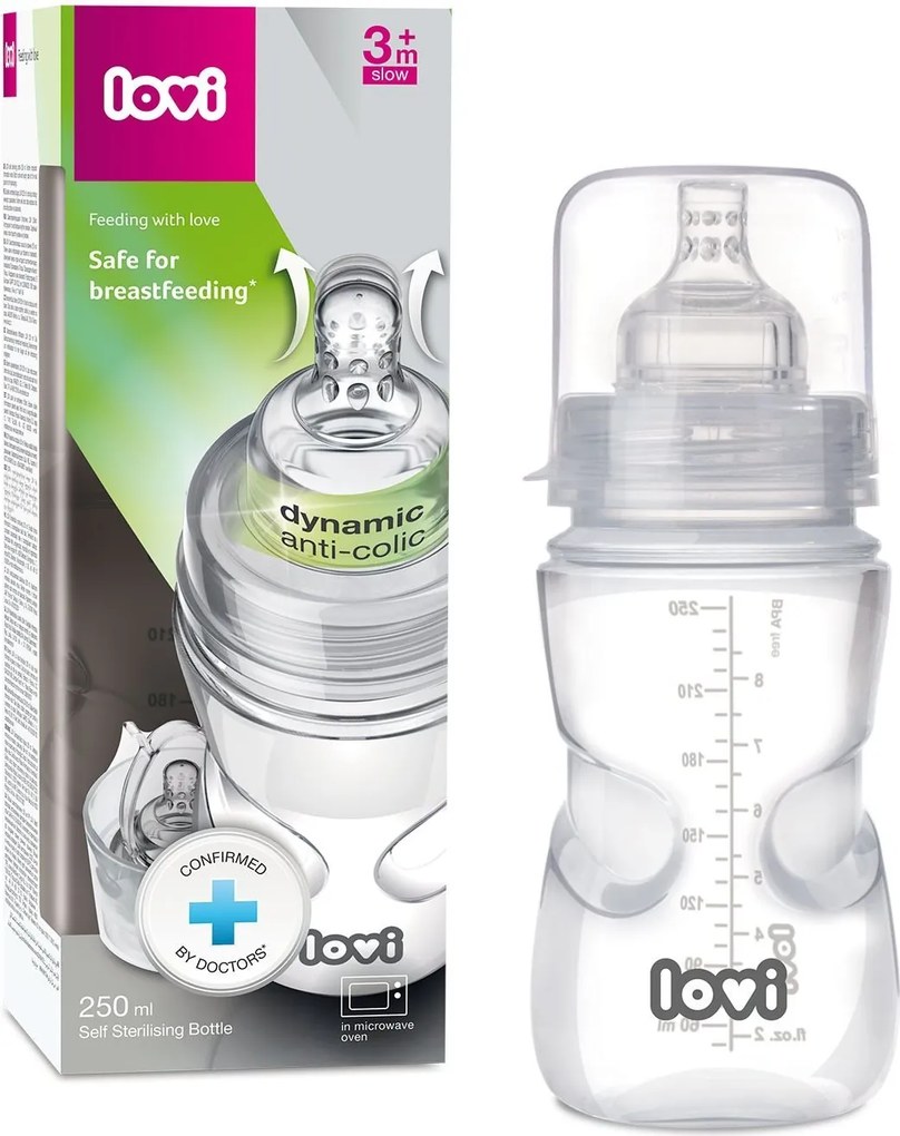 Kojenecká láhev lovi samosterilizující láhev 250 ml - super vent