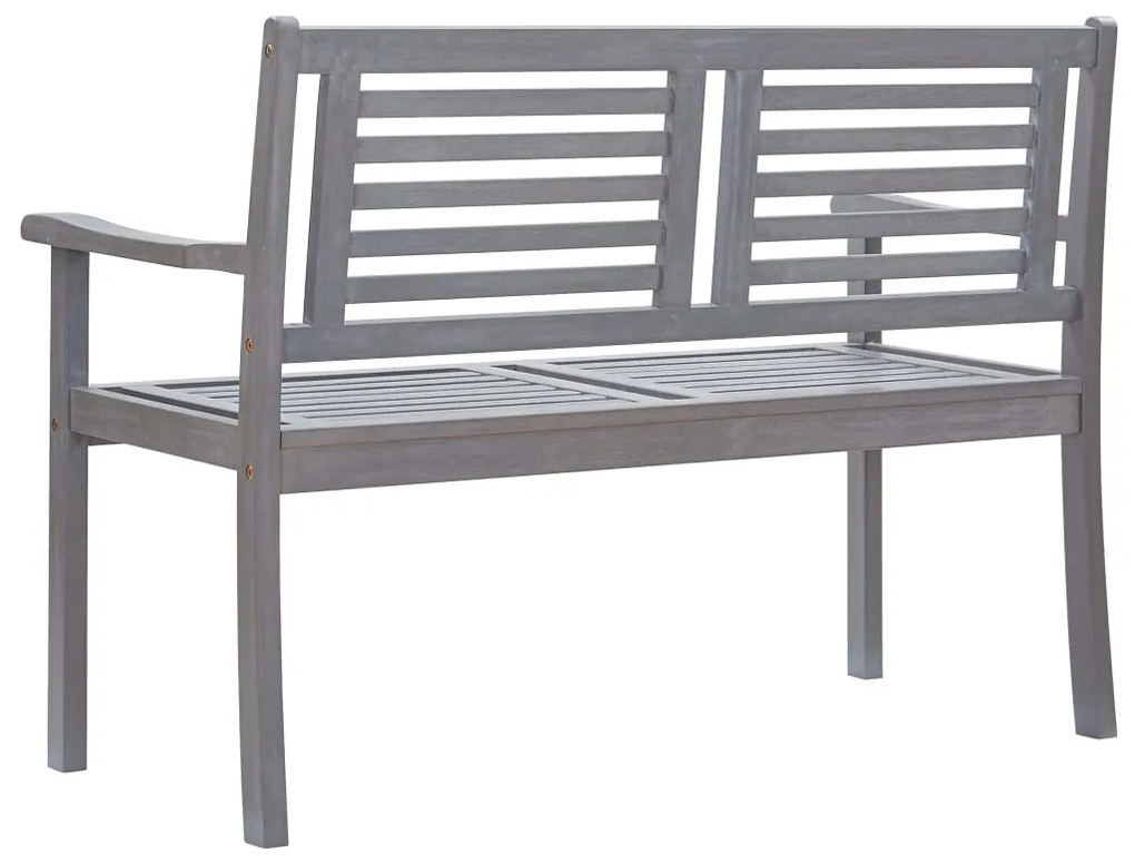 2místná zahradní lavice s poduškou 120 cm šedá eukalyptus,  3061043