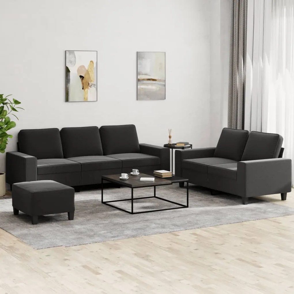 3dílná sedací souprava černá textil 3201910