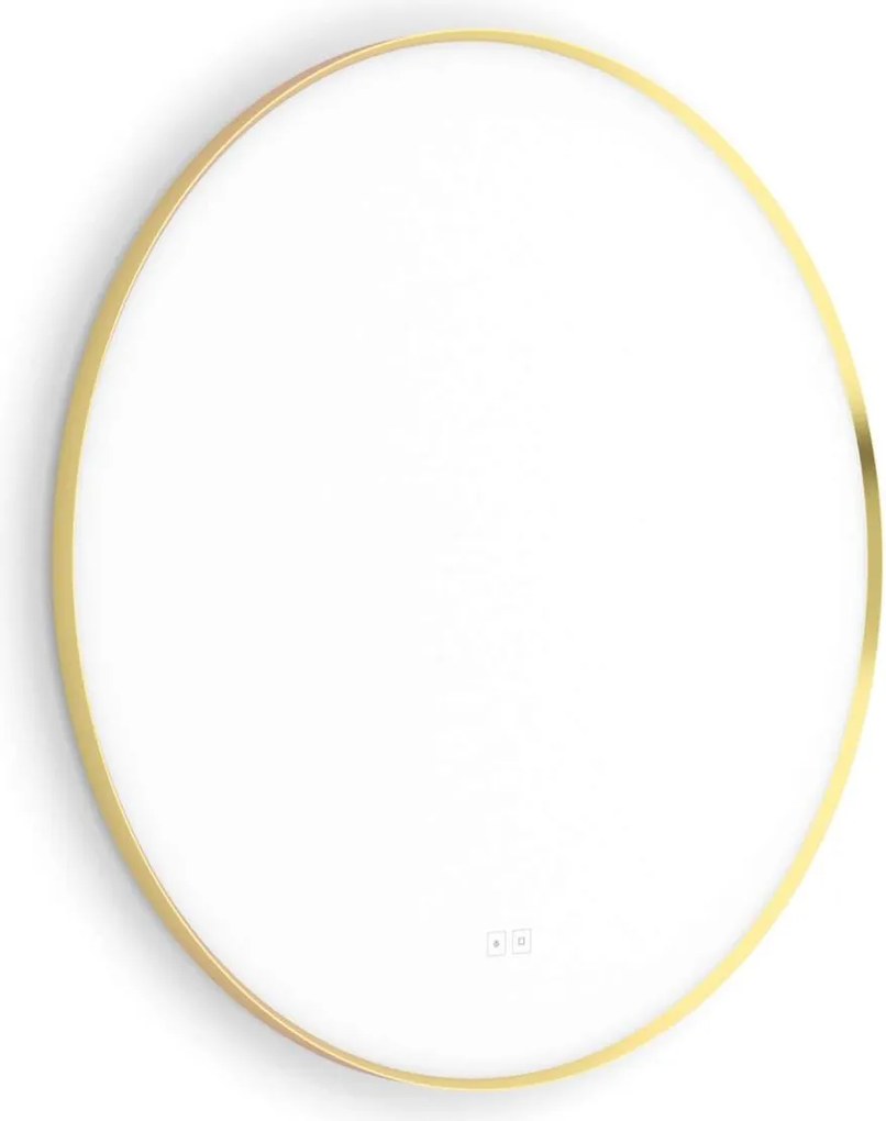 Nimco - Zrcadlo s LED osvětlením, průměr 80 cm, dvěma dotykovými senzory, kartáčovaná zlatá ZPZ 61002RVX-Z