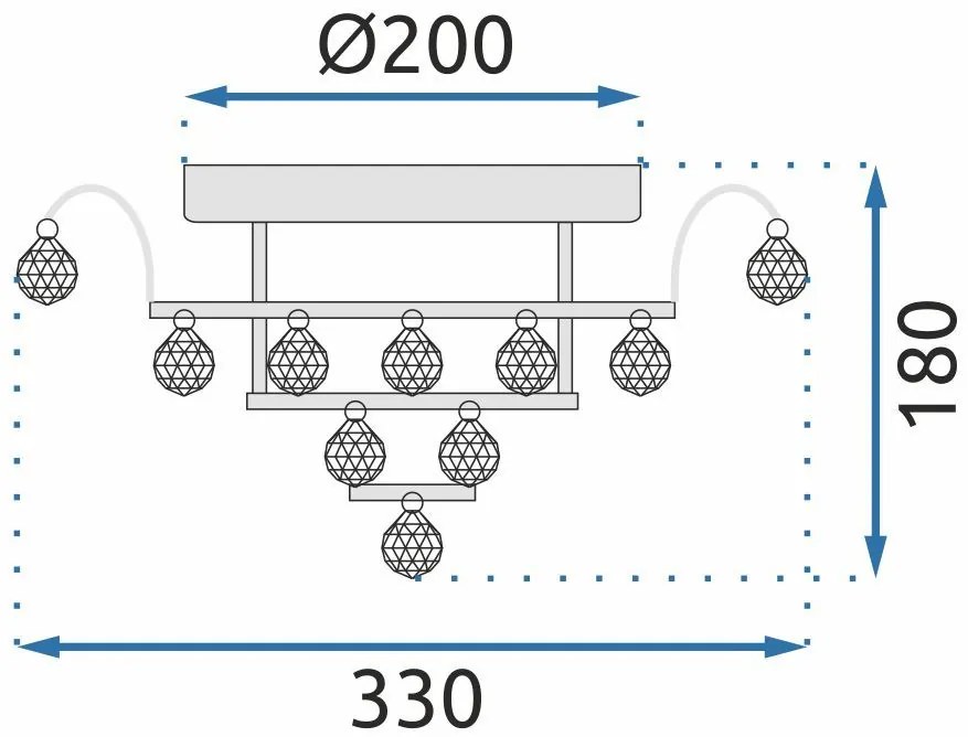 Toolight, křišťálové stropní svítidlo 3xE14 APP783-3C, OSW-05034