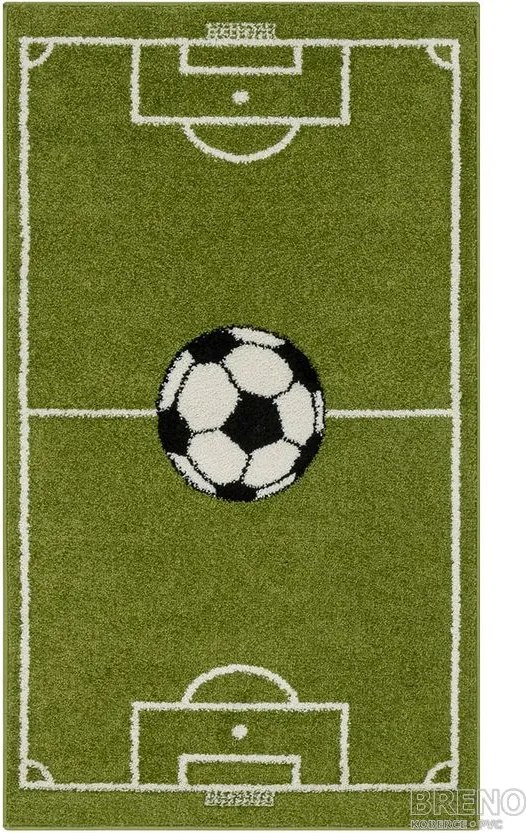 Breno Kusový koberec FUNKY TOP HOP fotbal, 133x180 cm, Vícebarevné/Zelená