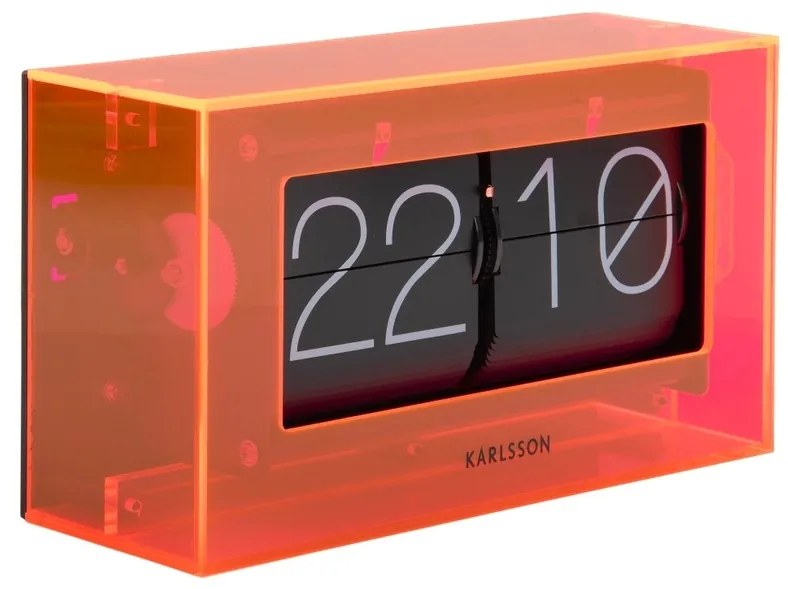 Karlsson 5976OR designové nástěnné/stolní překlápěcí hodiny oranžová, 21 cm
