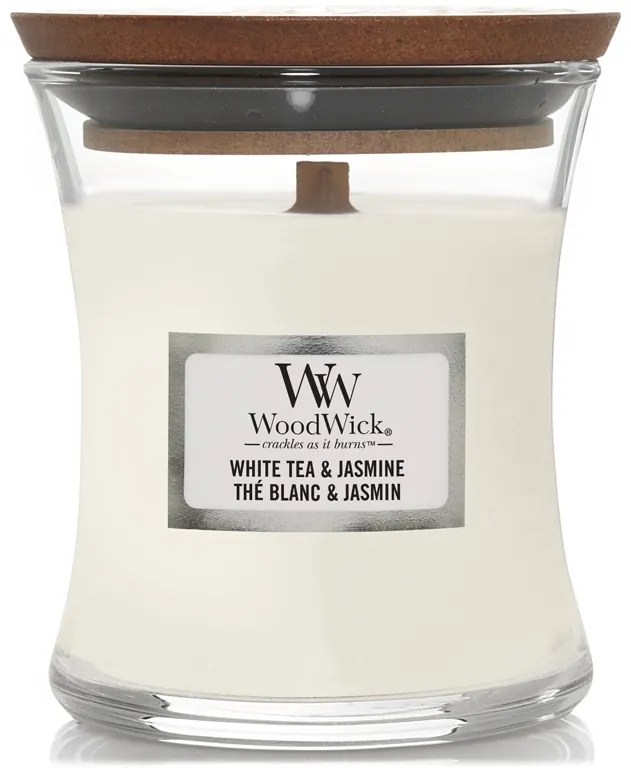 WoodWick – svíčka White Tea & Jasmine (Bílý čaj a jasmín) Velikost: malá 85 g