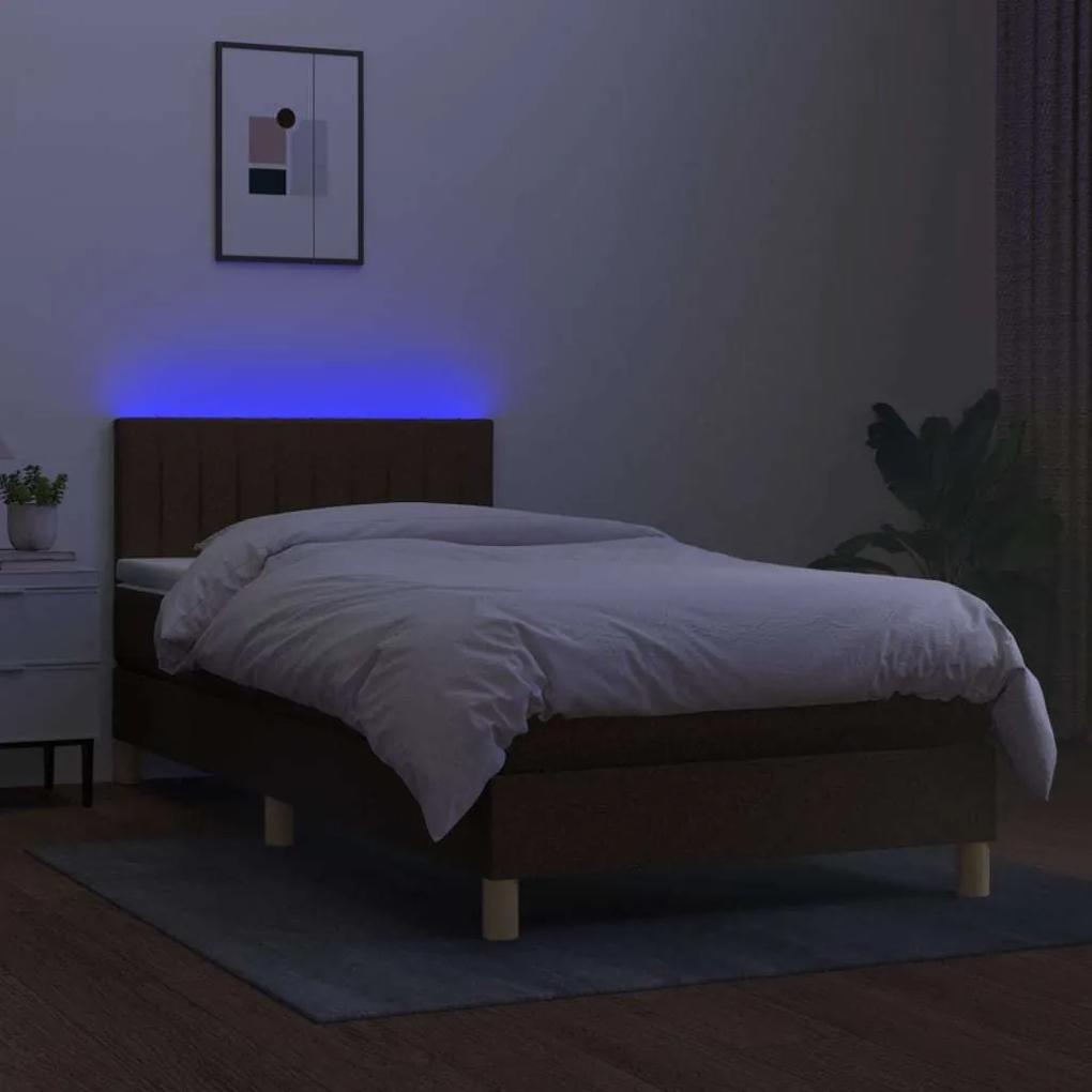 vidaXL Box spring postel s matrací a LED 100x200 cm textil [3133856] Barva: Tmavě šedá