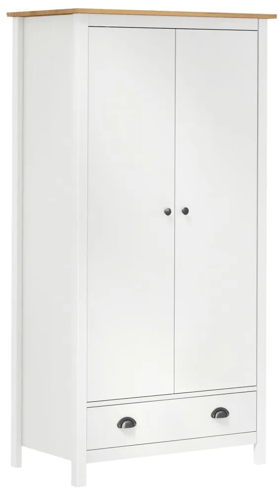 Dvoukřídlá šatní skříň Hill bílá 89x50x170 cm masivní borovice,  288950