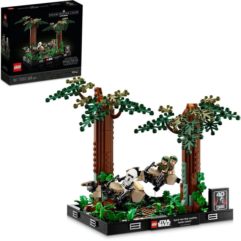 Lego stavebnice lego star wars 75353 honička spídrů na planetě endor – diorama