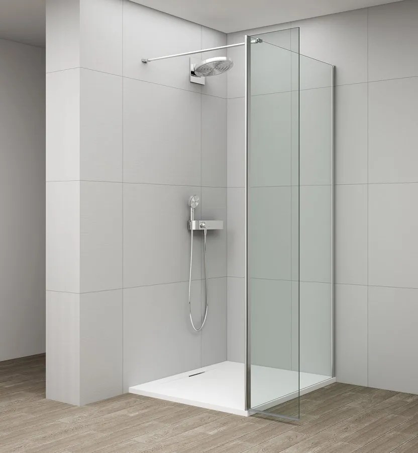 Polysan Esca Chrome walk in sprchová zástěna 100 x 210 cm s otočným panelem 40 cm chrom čiré sklo ES3A100B40