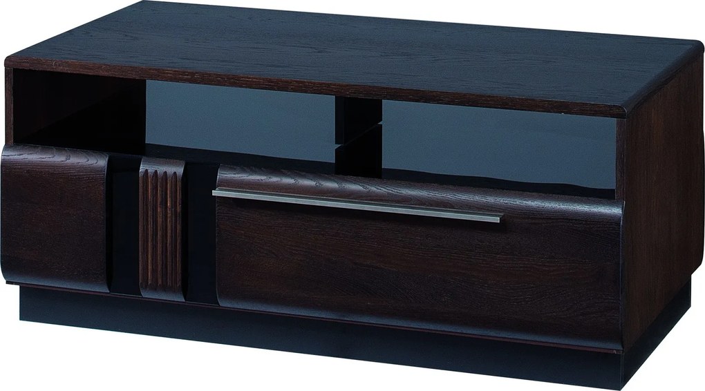 Konferenční stolek PORTI 41 s 1 šuplíkem dub čokoládový/elementy černý lesk