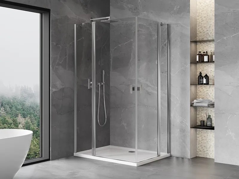 Mexen, Mexen Mist Duo výklopný sprchový kout 100 x 70 cm, průhledný, chrom - 8A4-100-070-01-00