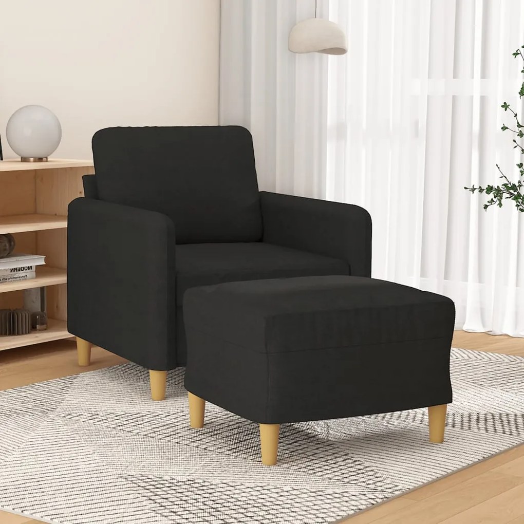 Křeslo s podnožkou černé 60 cm textil 3201188