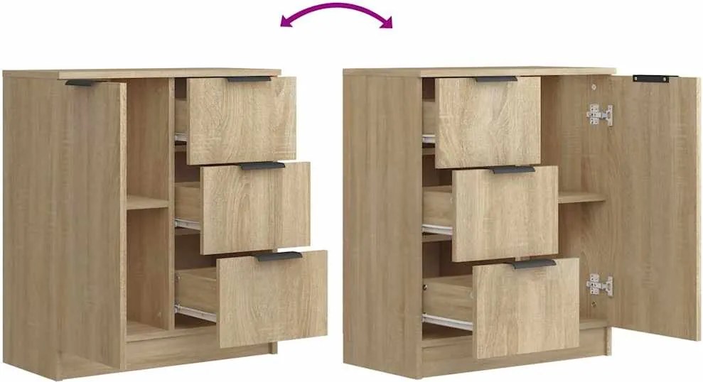 Příborníky 2 ks dub sonoma 60 x 30 x 70 cm kompozitní dřevo 3115790