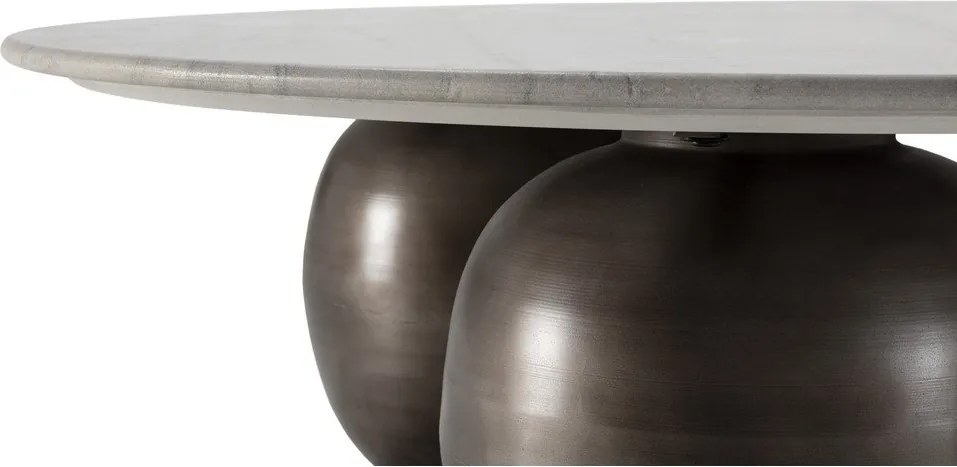 Bílý/černý kulatý konferenční stolek s mramorovou deskou ø 120 cm Tanya – MOME