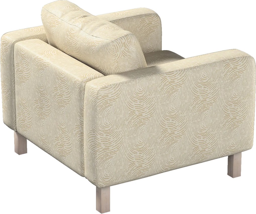 Potah na křeslo IKEA Karlstad, krátký barva béžová látka lesklé, pletený vzor, vzorované