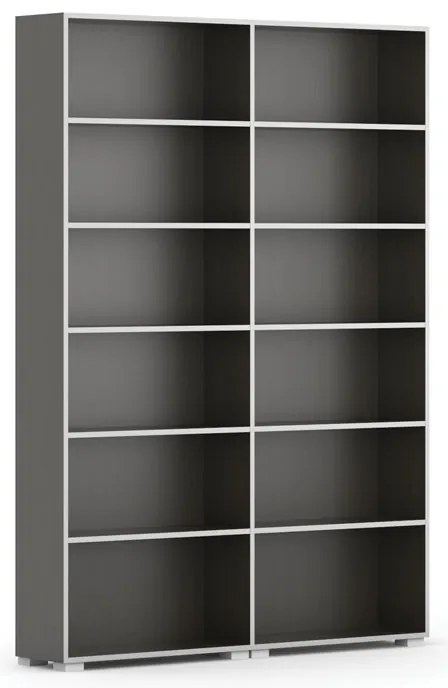 Knihovna SILVER LINE, 2 sloupce, 2230 x 1600 x 400 mm, wenge