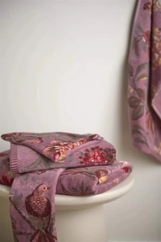 Pip Studio Secret Garden bavlněný froté ručník mauve 55x100 cm
