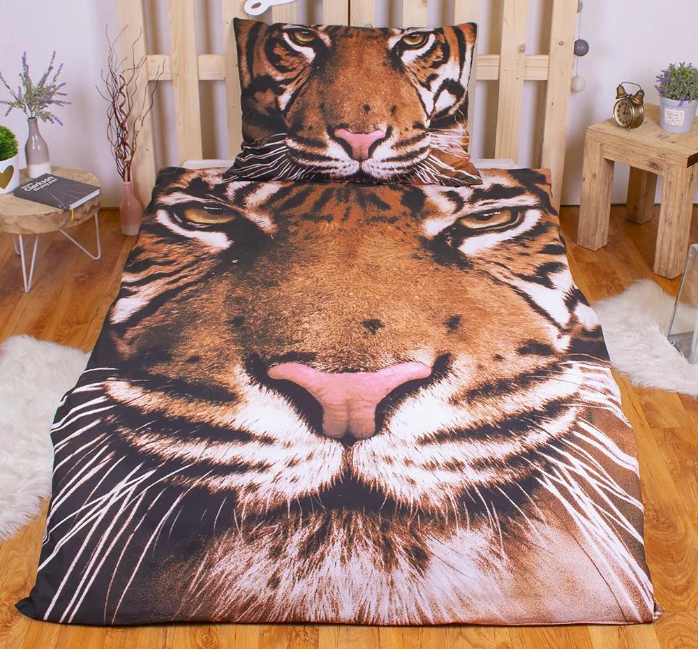 Jerry Fabrics 3D povlečení bavlna 140x200 70x90 Tygr