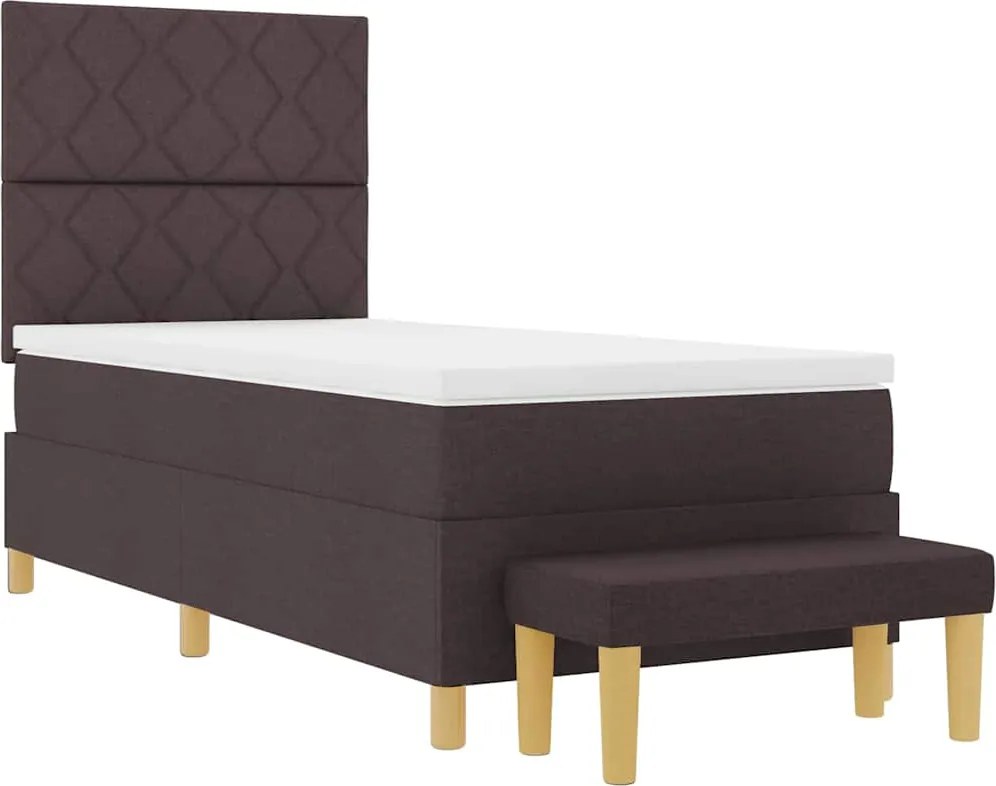 Postel s boxspringem s čelo Tmavě hnědá 200 x 100 cm textil 3344355