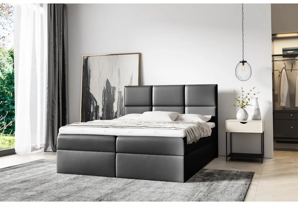 Expedo Čalouněná postel boxspring IZMIR + topper, 140x200, madryt 9100