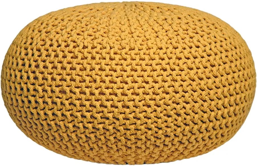 Žlutý pletený puf LABEL51 Knitted XL, ⌀ 70 cm