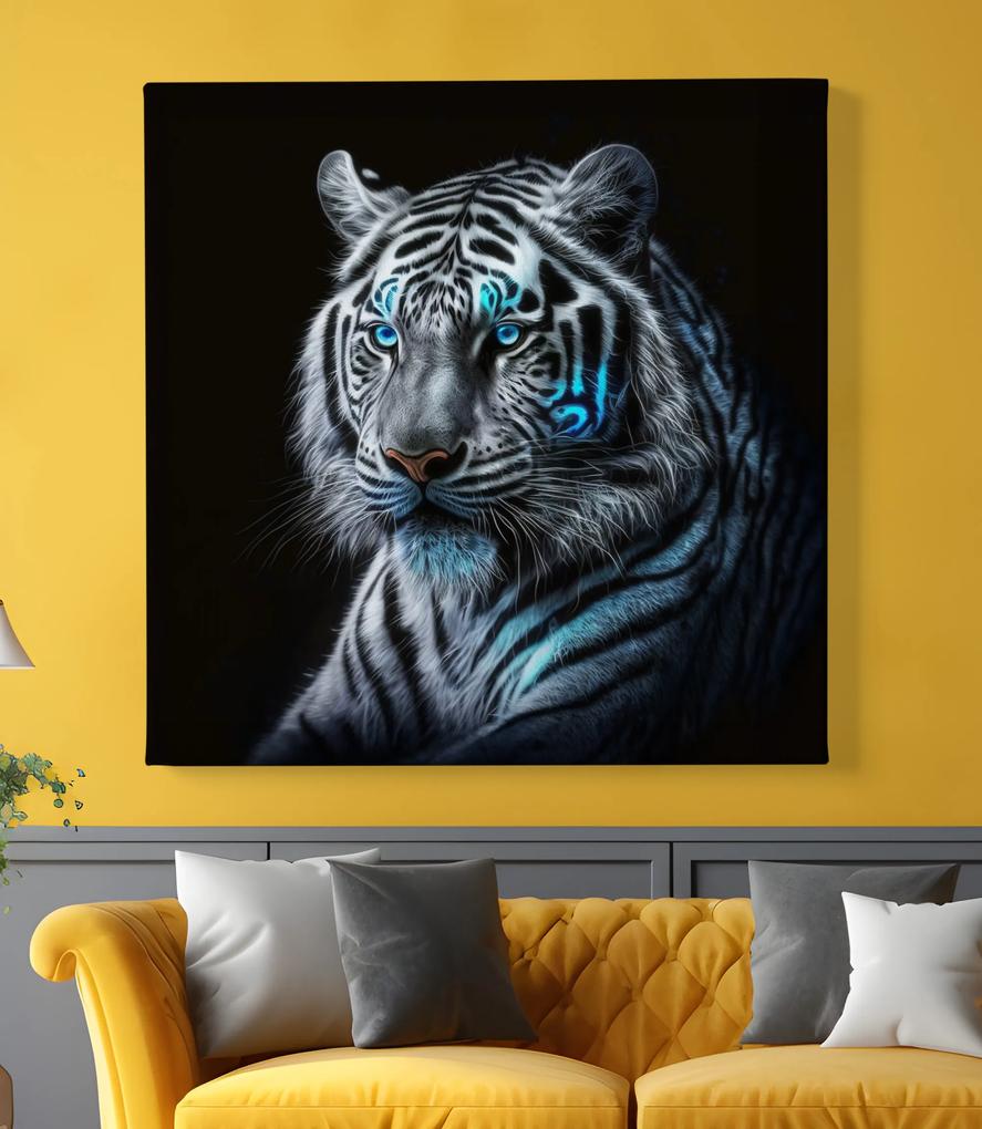 Obraz na plátně - Bílý Tygr FeelHappy.cz Velikost obrazu: 140 x 140 cm