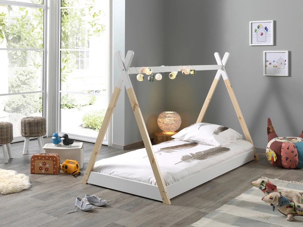 XXXLutz DĚTSKÁ POSTEL SE STŘÍŠKOU, 90/200 cm bílá, barvy borovice MID.YOU - Dětské postele - 001315002802