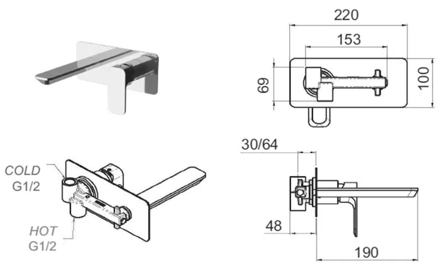 Bílá podomítková umyvadlová baterie (1 výstup) Spy – Sapho