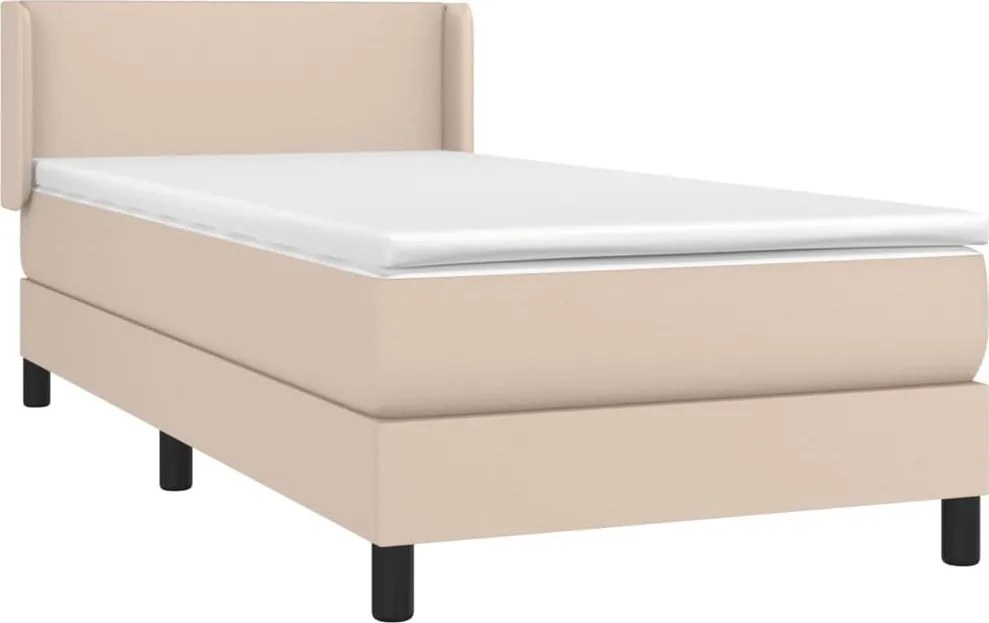 vidaXL Box spring postel s matrací 90x200 cm umělá kůže [3130640] Barva: Šedá