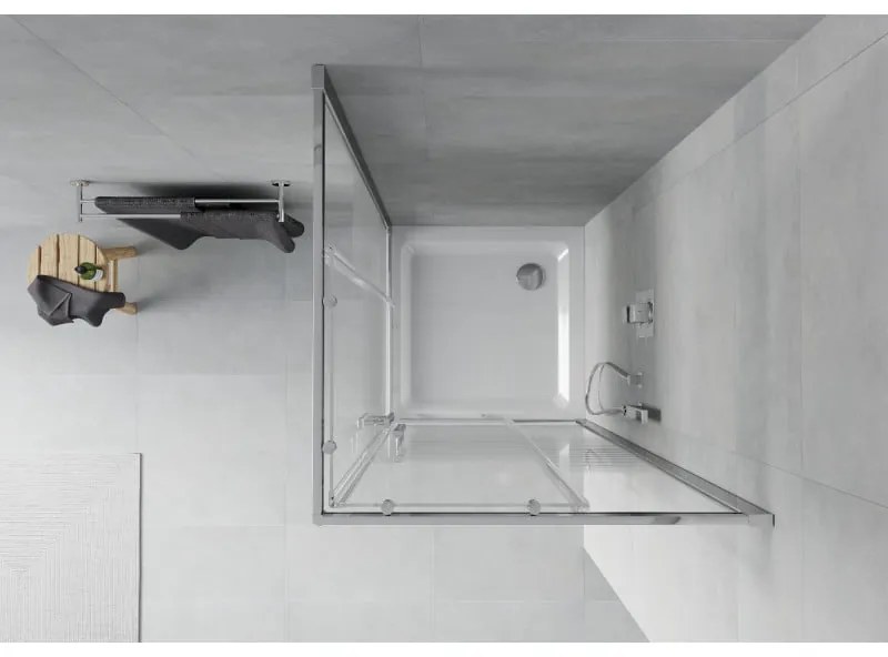 Mexen Rio čtvercový sprchový kout 70 x 70 cm, 5mm sklo, čiré sklo/pásy, chromový profil + slim sprchová vanička 5cm, 860-070-070-01-20-4010