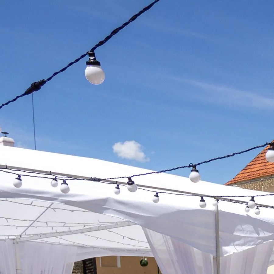 Easy Fix LED party osvětlení, 5 m, venkovní, 10 kouliček, 70 ledově bílých diod, černý kabel, IP67, prodlužovací