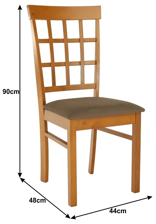 Jídelní dřevěná židle NATURE - dřevo, látka, třešeň / béžovo-hnědá